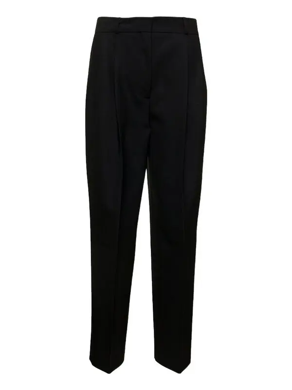 TOTEME High-waisted Pleated Tailored Trousers - Black