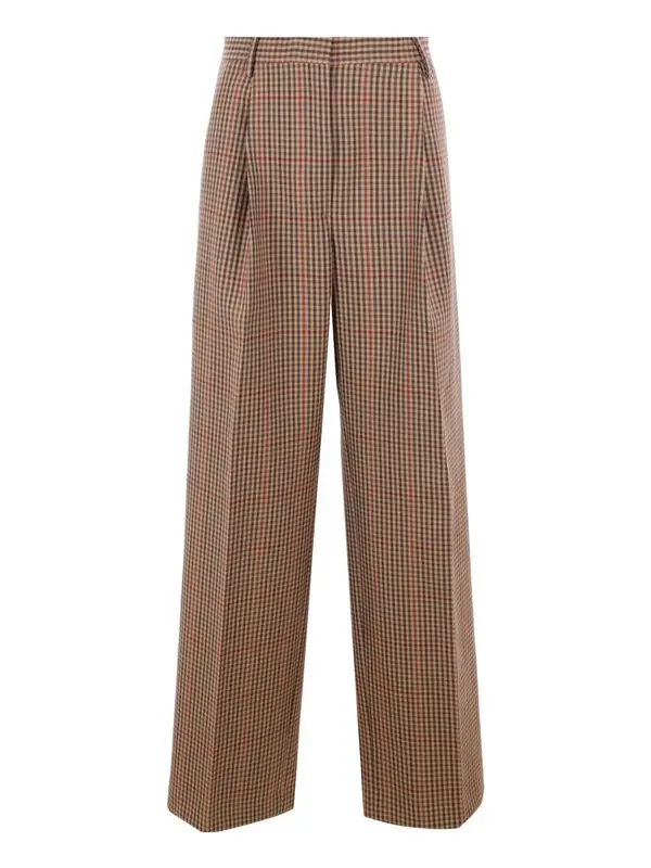 Dries Van Noten Plaid Pleated Trousers - Brown
