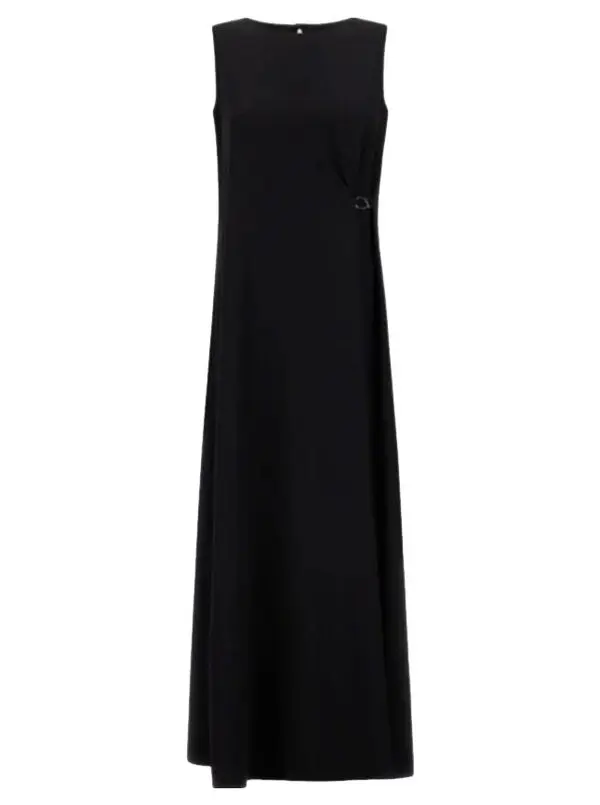 Herno Sleeveless Draped Maxi Dress - Black