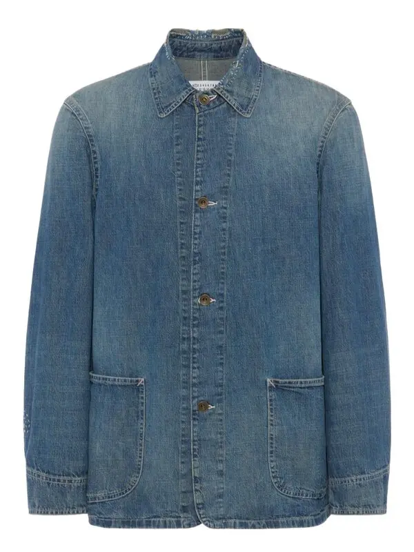 MAISON MARGIELA Distressed Denim Caban Jacket - Blue