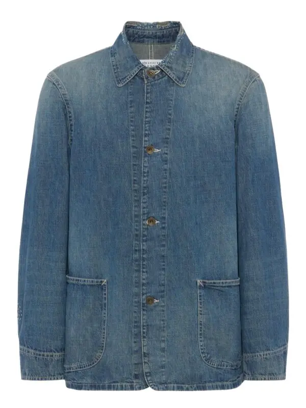 MAISON MARGIELA Distressed Denim Caban Jacket - Blue