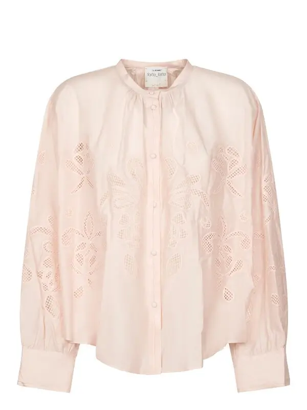FORTE_FORTE Embroidered Long Sleeve Shirt - Nude