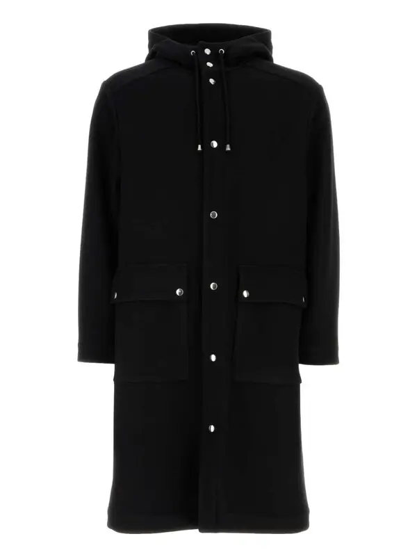 Aspesi Hooded Buttoned Parka Coat - Black