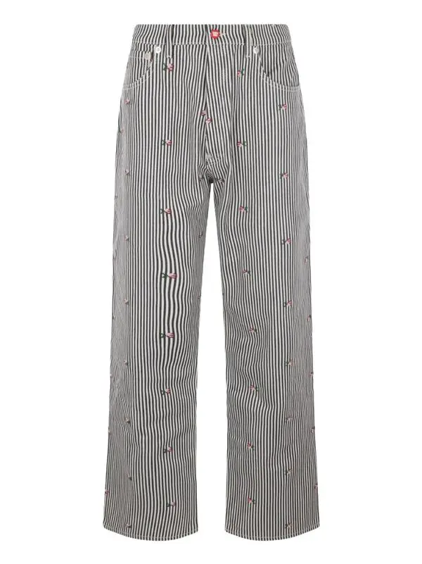 Kenzo Striped Straight-leg Trousers - Gray