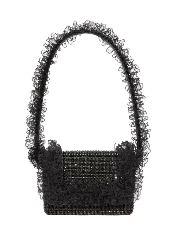 SELF-PORTRAIT Crystal Lace Detail Bag - Black