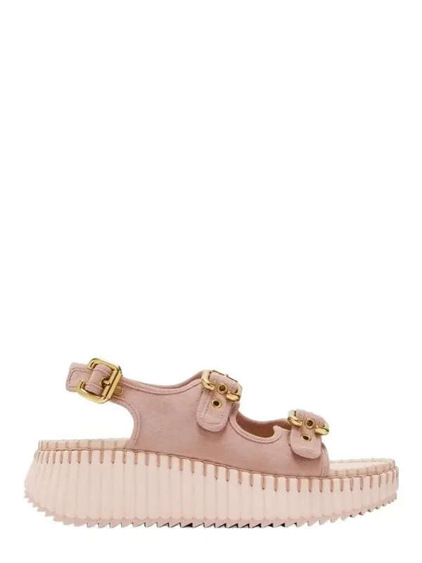 Chloé Platform Buckle Heeled Sandals - Pink