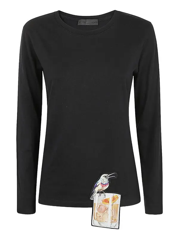 MARIA CALDERARA Appliqué-motif Long-sleeve Top - Black
