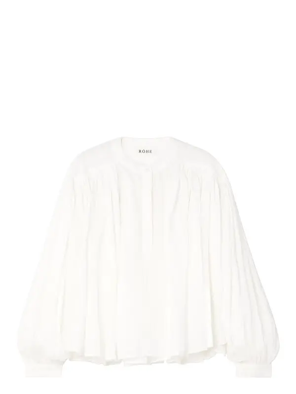 RÓHE Gathered Ramie-voile Blouse - White