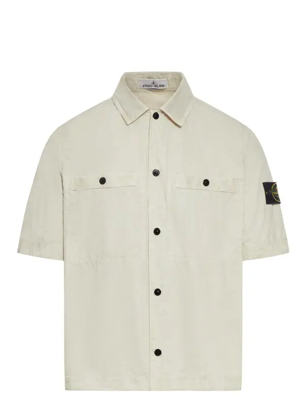 Stone Island Compass Patch Short Sleeved Shirt - Sand