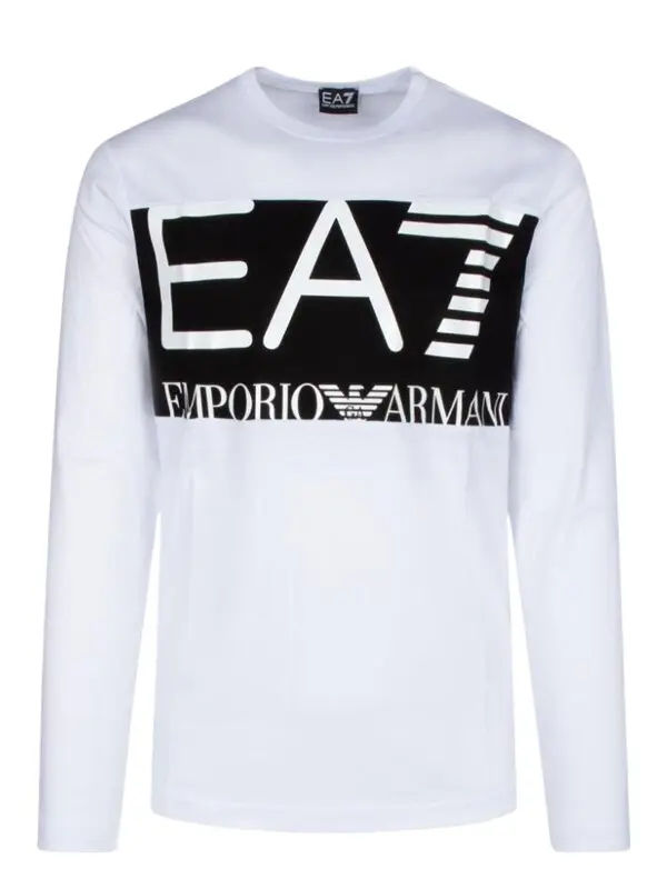 EA7 Logo-print Long-sleeve T-shirt - White