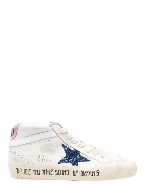 GOLDEN GOOSE Mid Star Sequin-embellished Sneakers - White