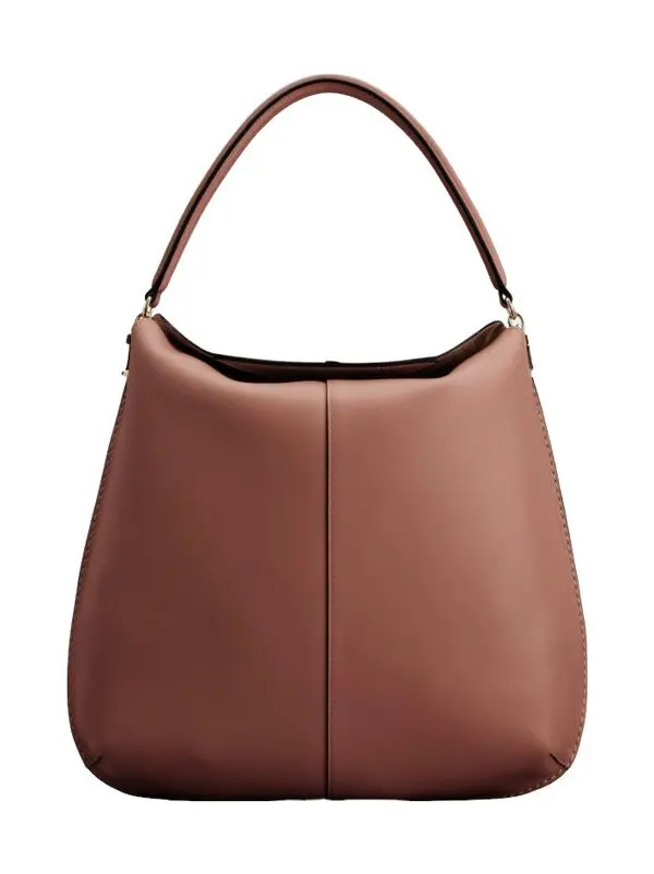 TOD'S Logo Plaque Shoulder Bag - Brown