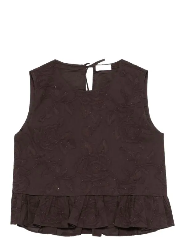 Liu Jo Sleeveless Ruffled Vest With Tie-back Detail - Brown