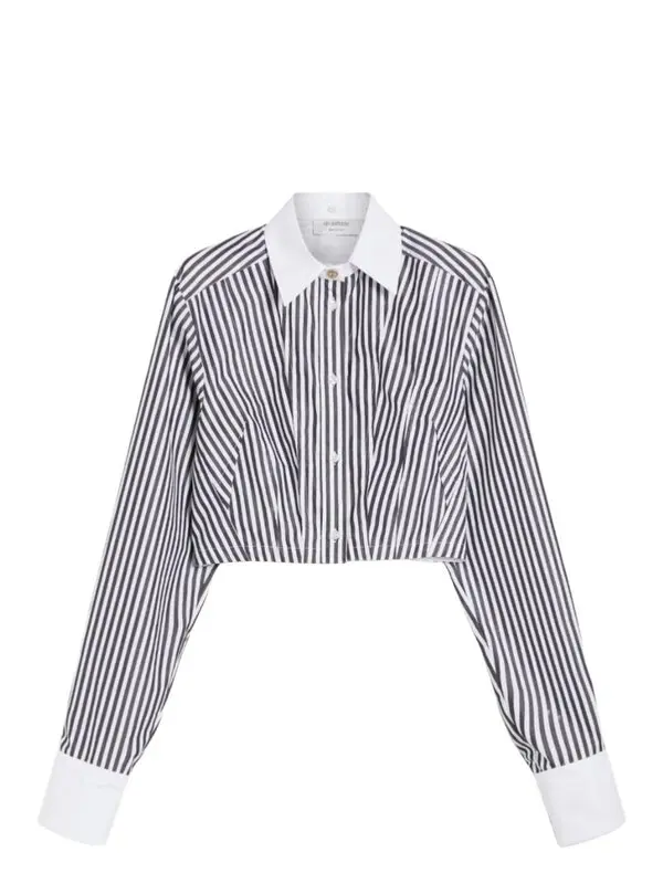 Sportmax Striped Poplin Cropped Shirt - Black