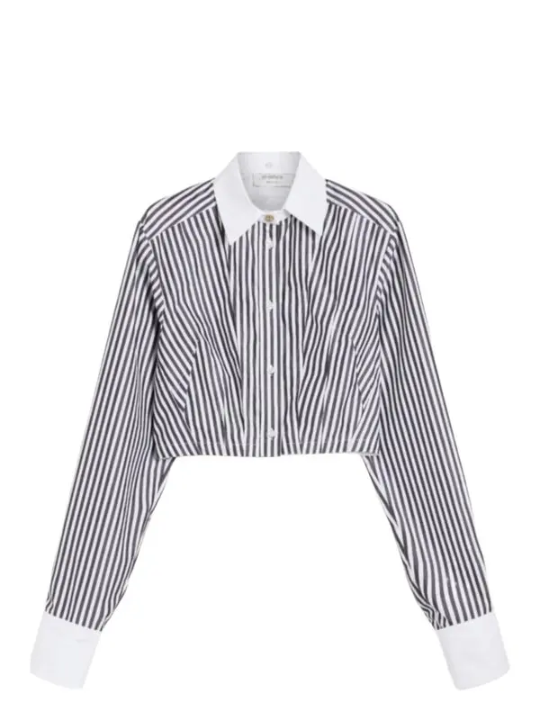 Sportmax Striped Poplin Cropped Shirt - Black