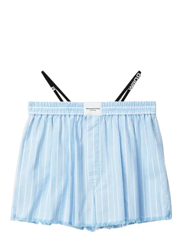 Alexander Wang Striped Raw Hem Boxer Shorts - Blue