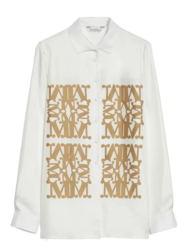 Max Mara Logo Print Long-sleeve Shirt - Vanilla