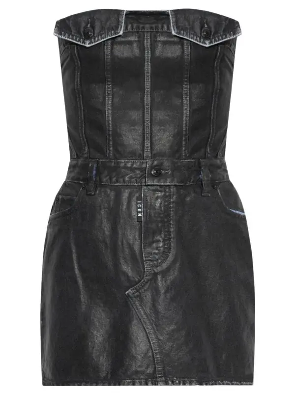 Dsquared2 Strapless Denim Dress - Black