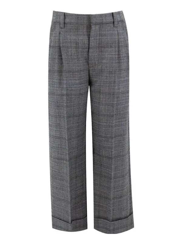 Brunello Cucinelli Prince Of Wales Checked Cropped Trousers - Gray