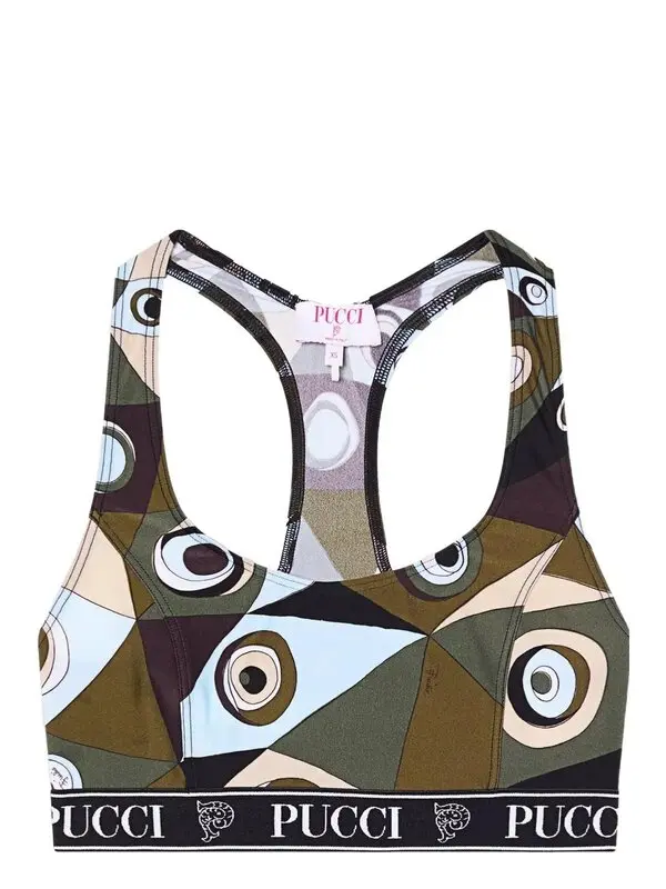 Emilio Pucci Occhi" Print Racerback Top - Khaki/blue