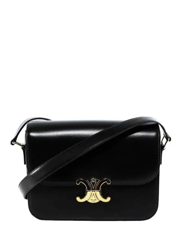 Celine Classique Triomphe Bag In Shiny Calfskin - Black
