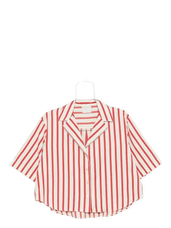 FORTE_FORTE Striped Short Sleeve Shirt - White