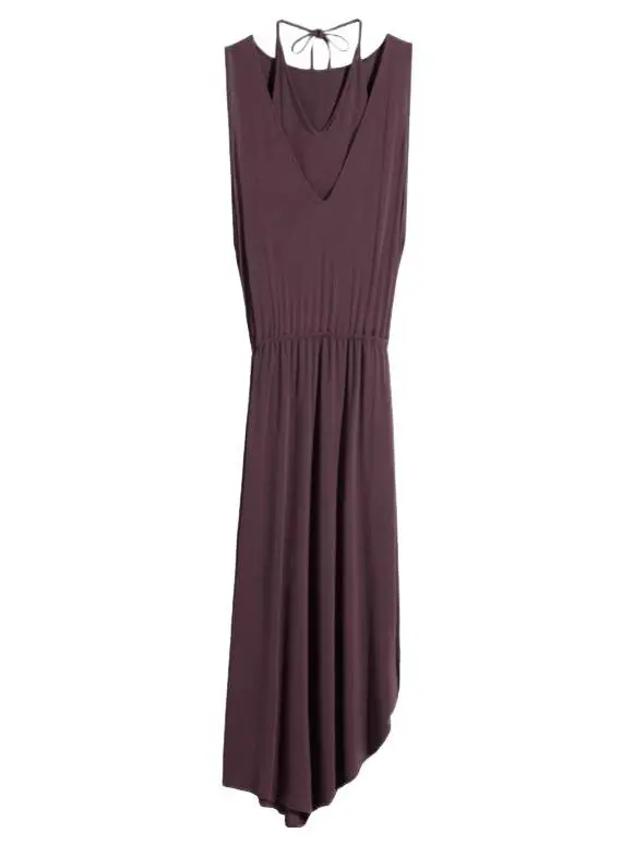 LEMAIRE Ruched Sleeveless V-neck Dress - Purple