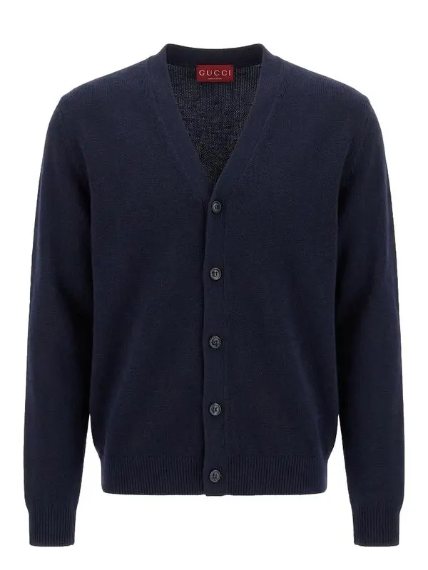 Gucci V-neck Buttoned Cardigan - Navy Blue