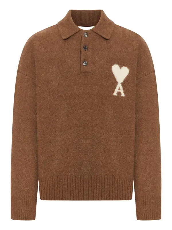 Ami De Coeur Intarsia Knitted Jumper - Brown