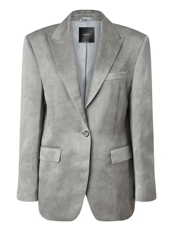 Pinko Single-breasted Blazer With Flap Pockets - Gray