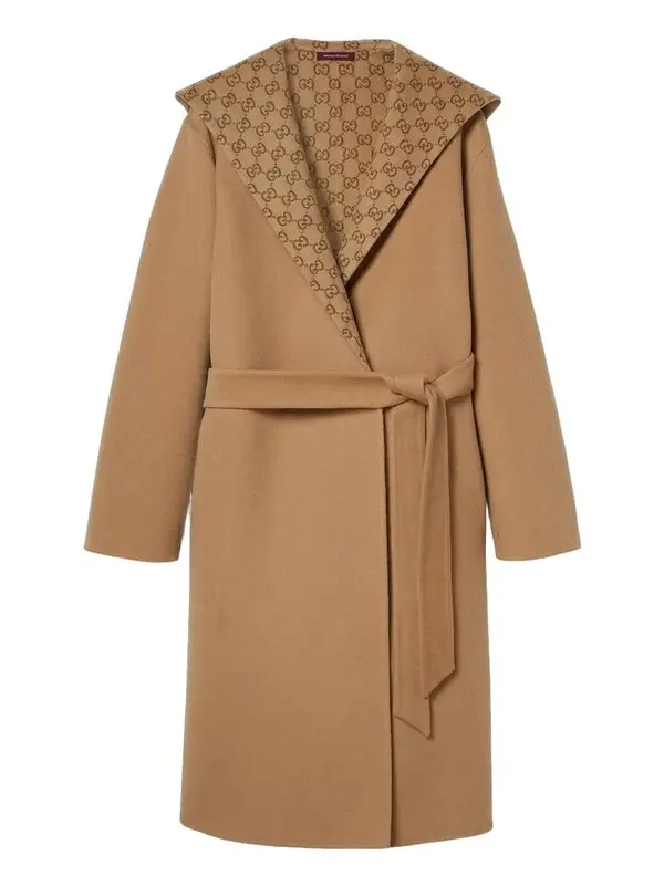 Gucci Reversible Gg Logo Coat - Camel And Ebony
