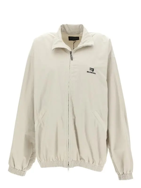 Balenciaga Logo-embroidered Zip-up Jacket - Nude