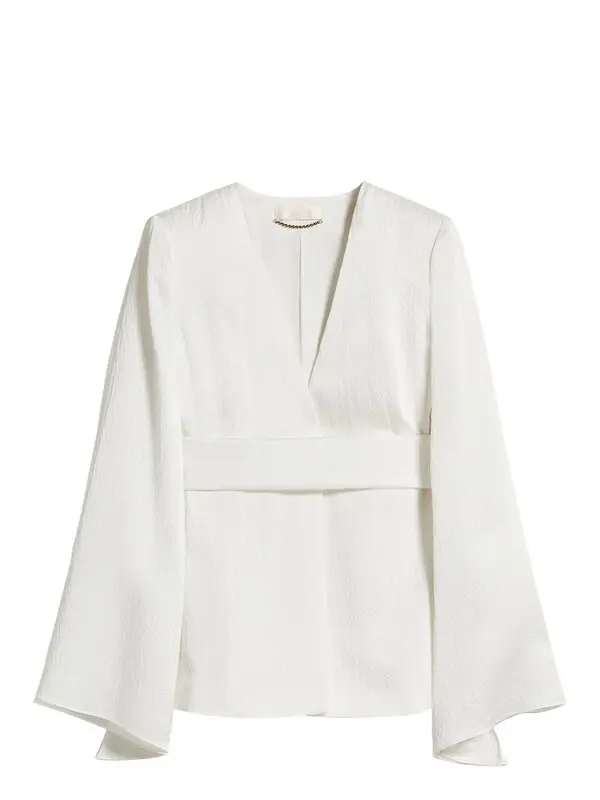 Max Mara Kimono Jacket With V-neck And Flared Sleeves - White