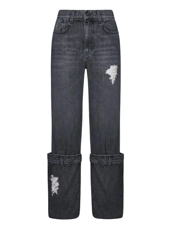 J.W.ANDERSON Jw Anderson Logo Patch Distressed Jeans - Black