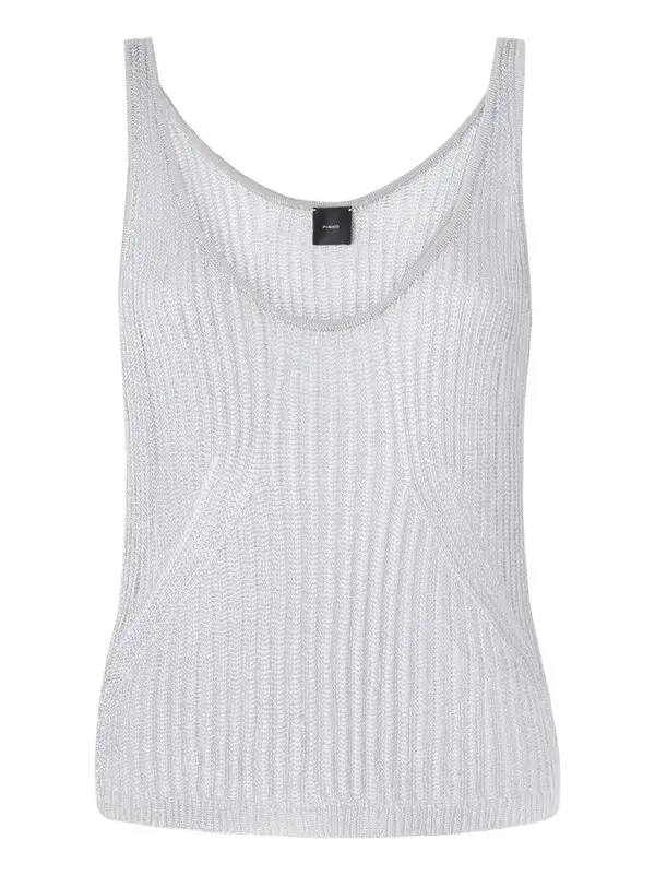 Pinko Noha Crewneck Ribbed-knit Tank Top - White