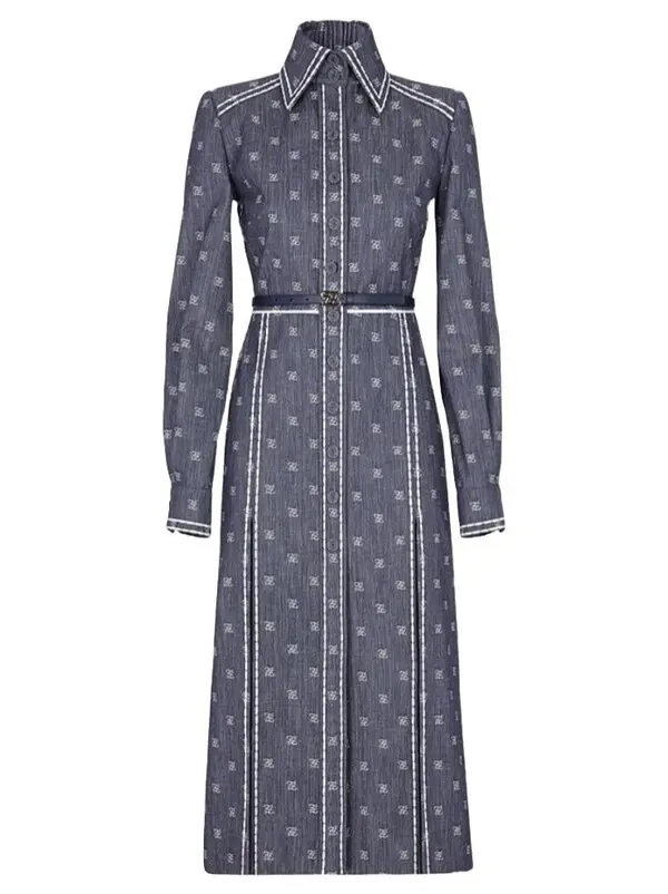 Fendi Karligraphy Motif Shirt Dress - Gray