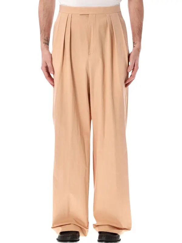 Dries Van Noten Pleated Wide-leg Trousers - Nude