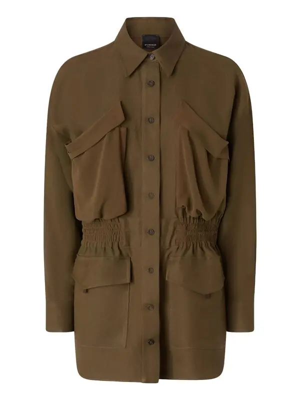 Pinko Long Sleeve Button-up Jacket With Flap Pockets - Verde