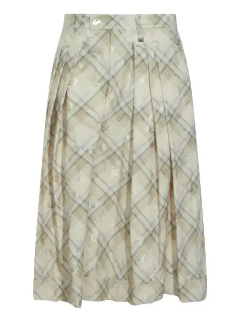 VIVIENNE WESTWOOD Pleated Check Midi Skirt - Nude