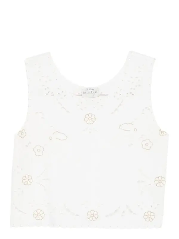 FORTE_FORTE Sleeveless Embroidered Top - White