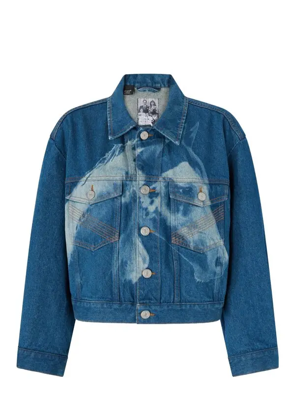 Pinko Horse Print Denim Jacket - Dark Blue