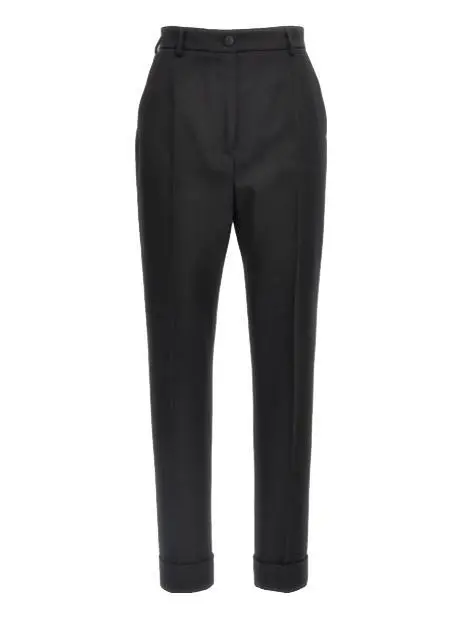 Dolce & Gabbana Tailored Trousers With Cuffed Hem - Black