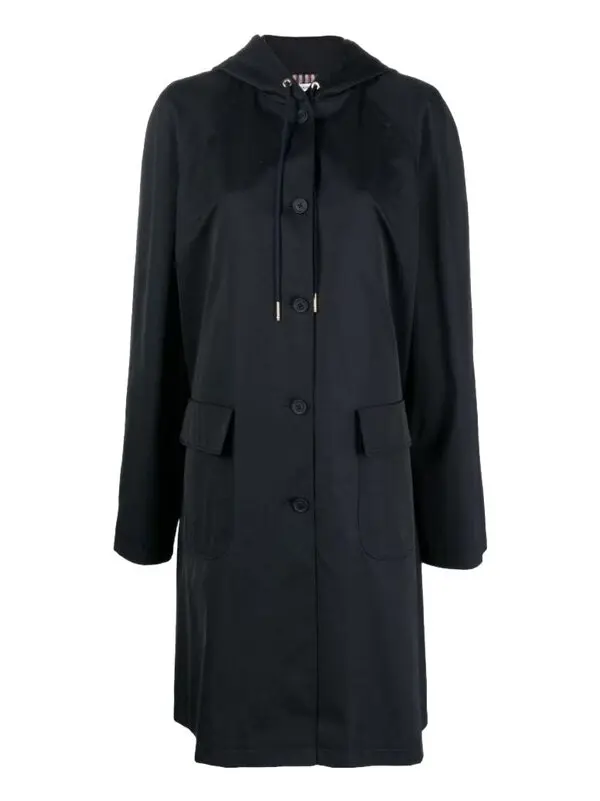 Thom Browne Single-breasted Drawstring Hooded Parka - Navy Blue