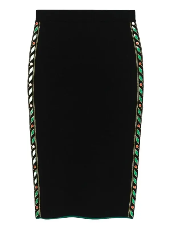 Casablanca Laurel Knitted Midi Skirt - Black/multicolor