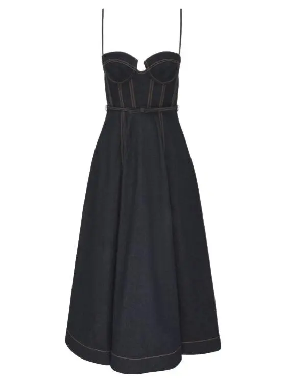 Zimmermann Crush Denim Corset Dress - Night Sky Color