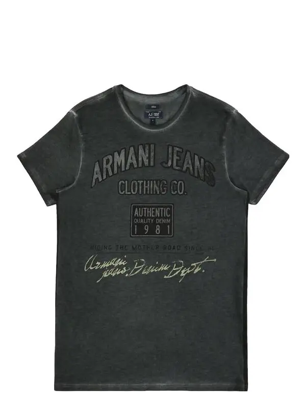 Emporio Armani Round-necked Logo T-shirt - Black