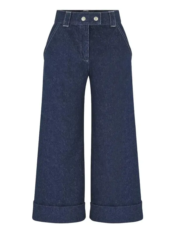 Dior Baby Button Detailed Wide Leg Jeans - Blue