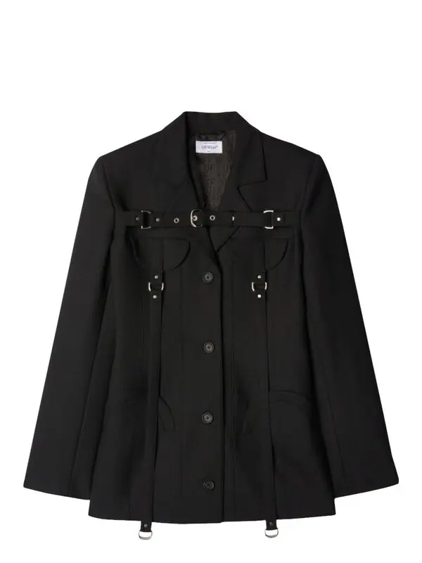 Off-White Buckle-detailed Long-sleeved Jacket - Black