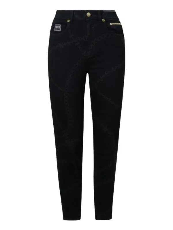Versace Printed Slim Fit Jeans - Black