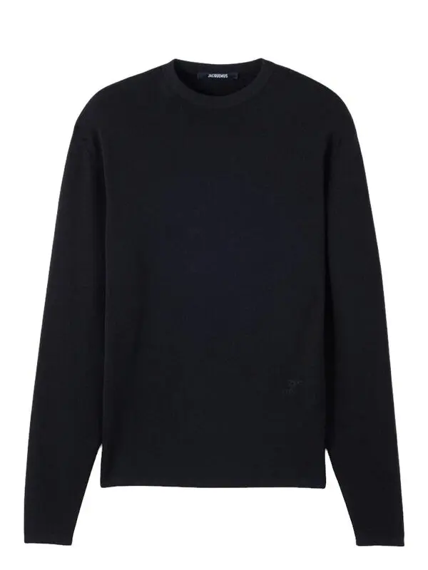 Jacquemus Embroidered Wool Pullover Sweater - Black